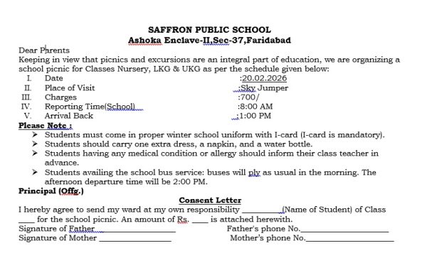 Circulars | Saffron Public School